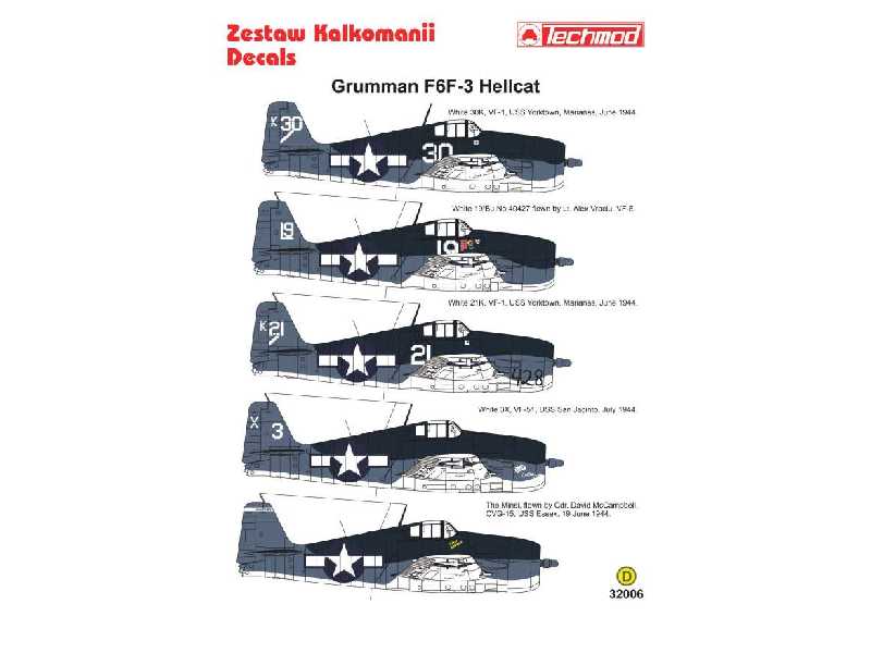 Decal - Grumman F6F-3 Hellcat