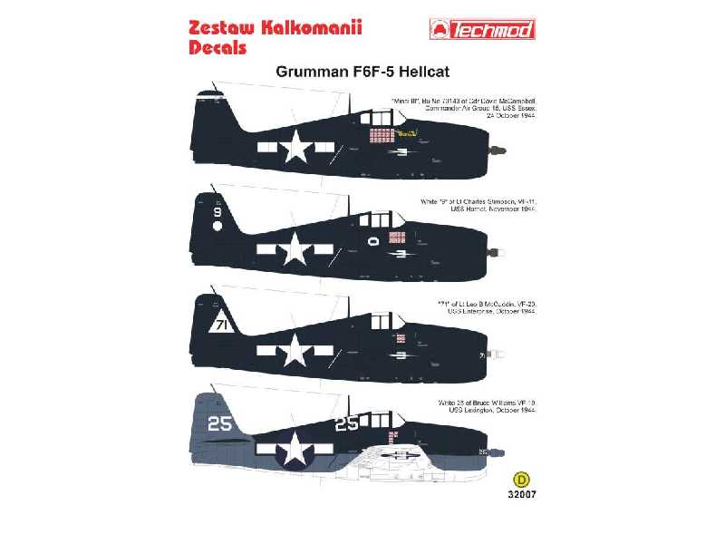 Decal - Grumman F6F-5 Hellcat