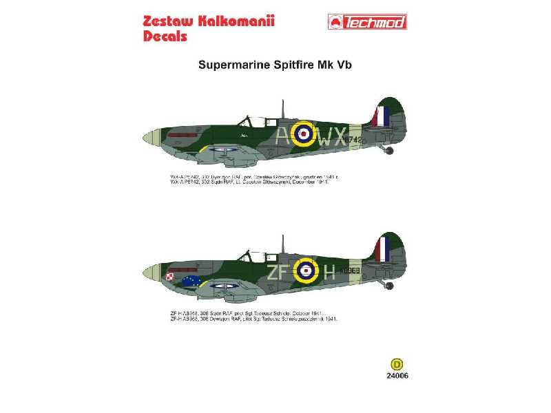 Decal - Supermarine Spitfire Mk VB