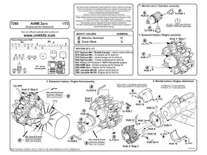 A6M5 Zero - Engine set 1/72 for Tamiya kit