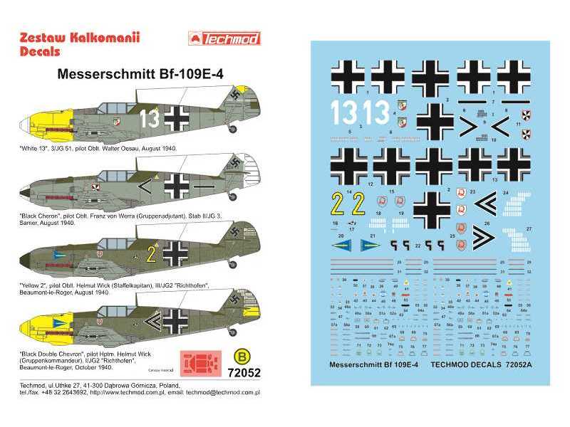 Decals - Messerschmitt Bf 109G-2 - 1940