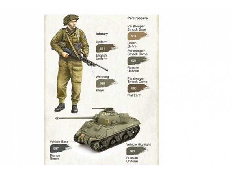 WWII British Armour & Infantry - 6 colour paint set