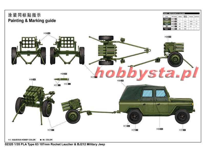 PLA Type 63 107mm Rocket Laucher & BJ212 Military Jeep