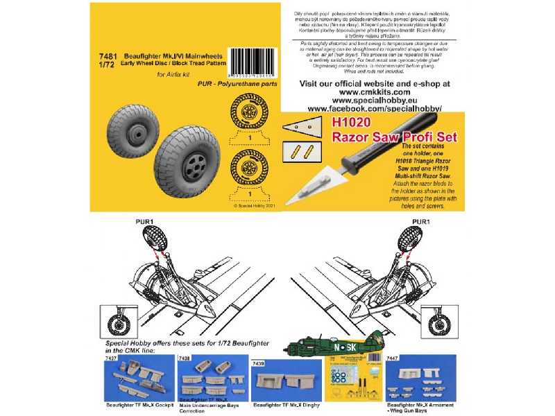 Beaufighter Mk.I/Vi Mainwheels - Early Wheel Disk / Block Tread Pattern