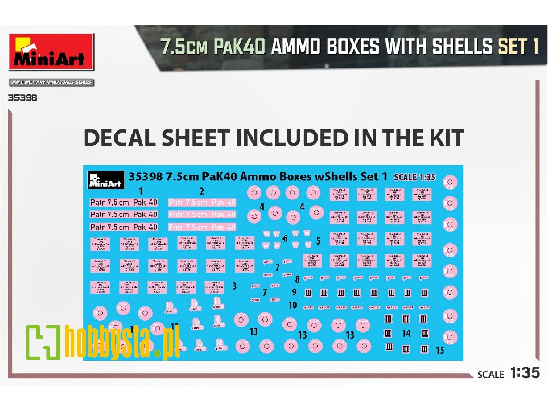 7.5cm Pak40 Ammo Boxes With Shells Set 1