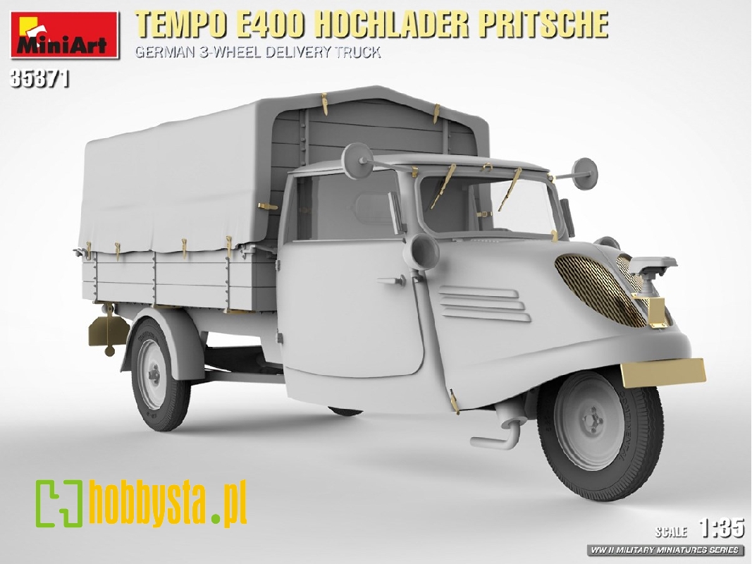 Tempo E400 Hochlader Pritsche. German 3-wheel Delivery Truck