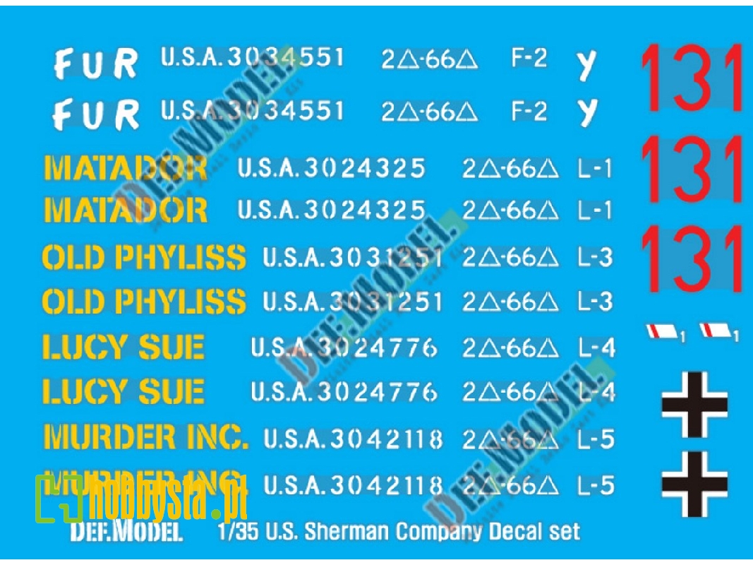 Wwii Us M4 Tank Decal Set