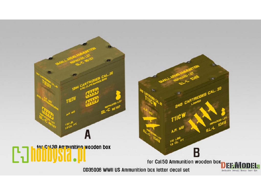 Wwii Us Ammunition Box Lettter Decal Set