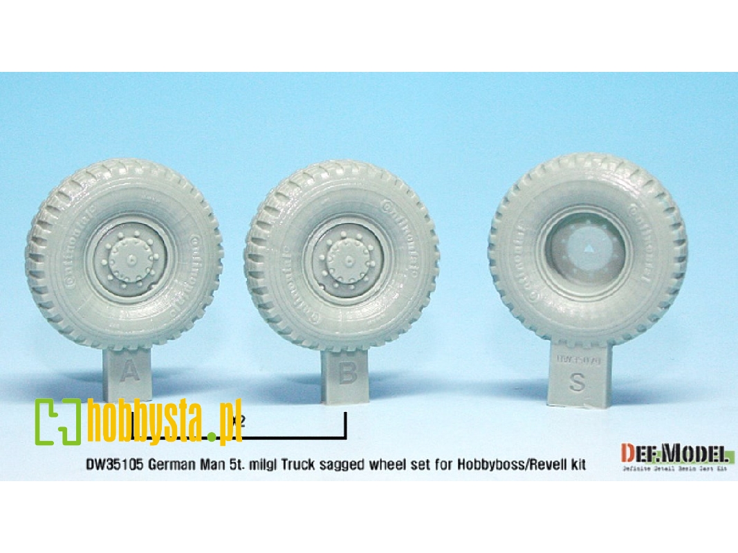 German Man 5t. Milgl 4x4 Truck Sagged Wheel Set (For Revell,hobbyboss 1/35)