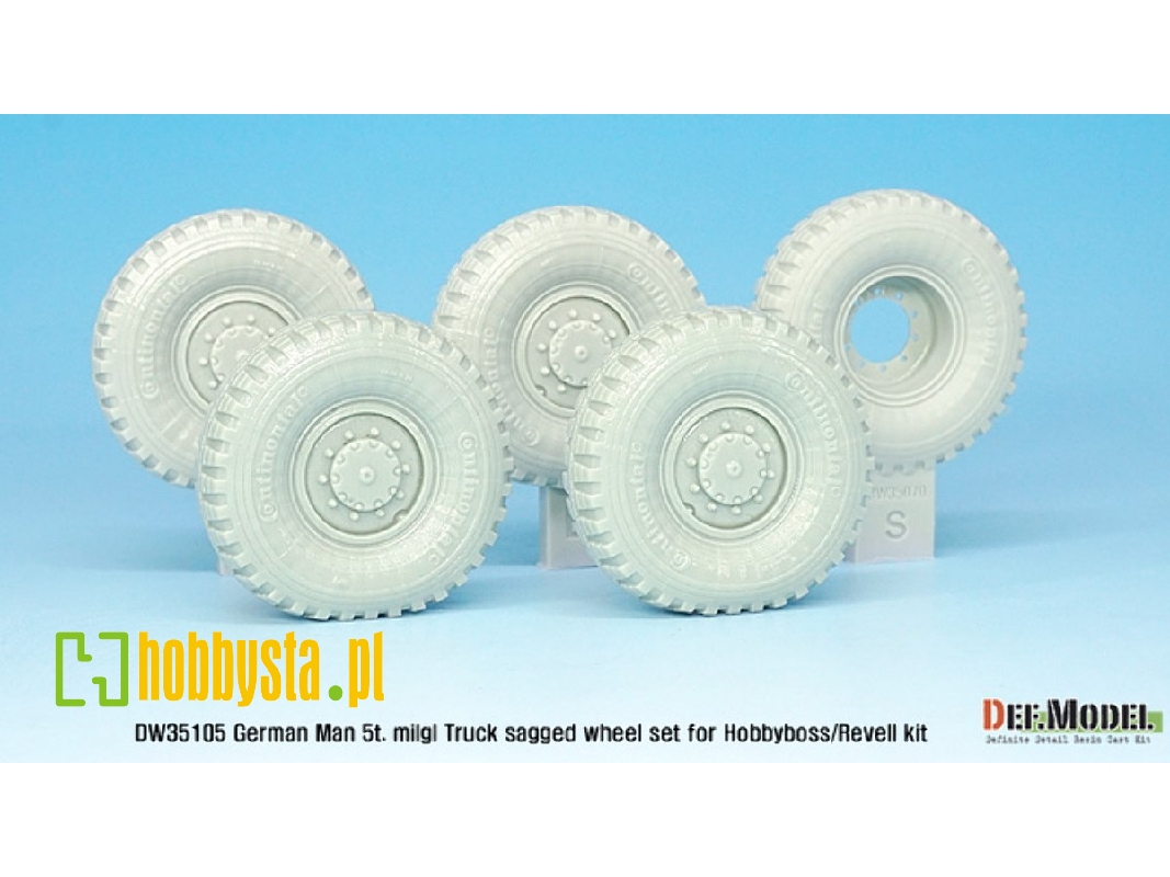 German Man 5t. Milgl 4x4 Truck Sagged Wheel Set (For Revell,hobbyboss 1/35)