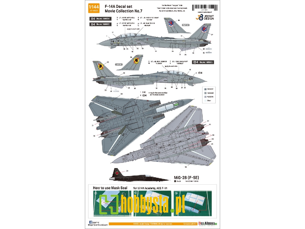 F-14a Tomcat Decal Set - Movie Collection No.7 (For Revell, Ace Corp ...