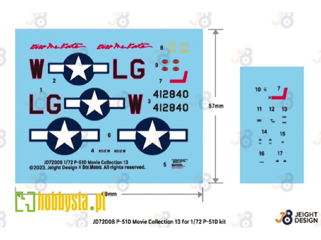 P-51d Mustang Decal Set W/ 1 Figure Movie Collection No.13 - Maverick