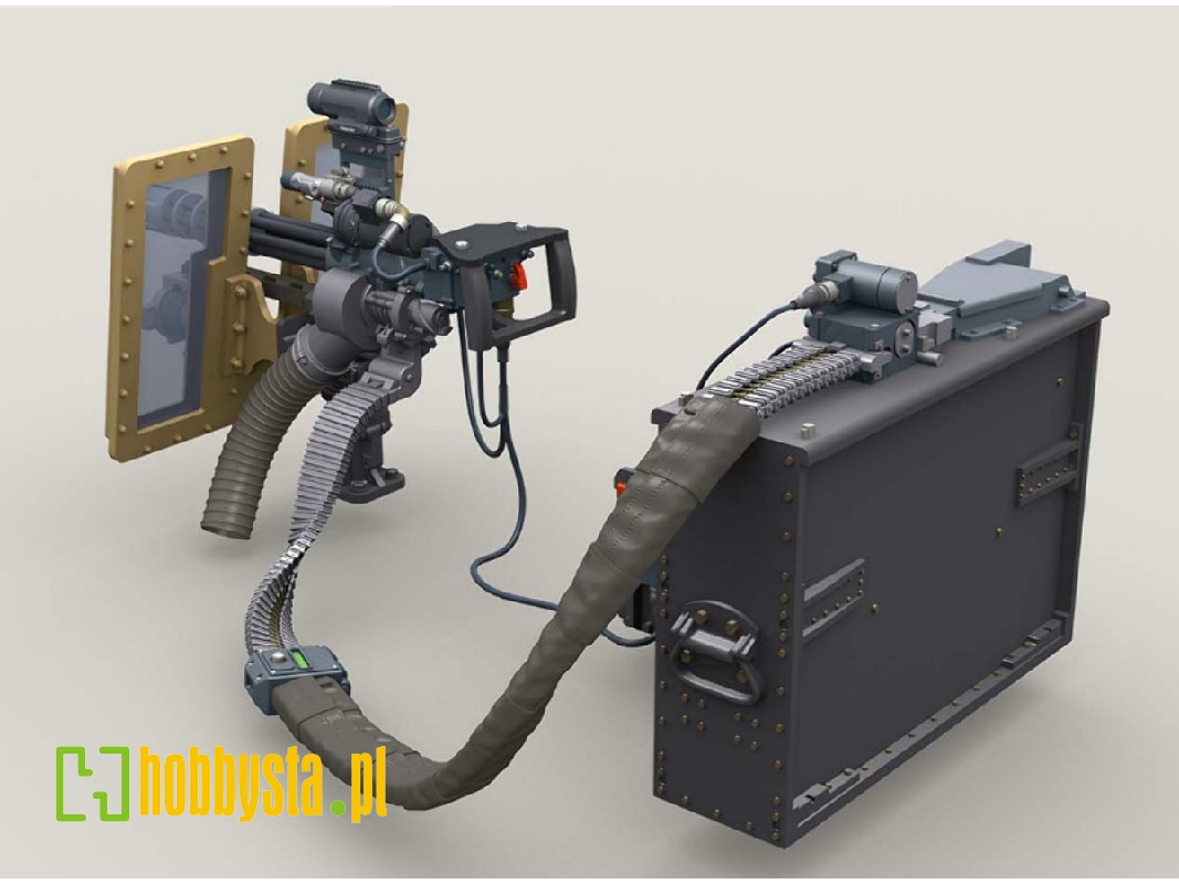 M134d Minigun On Transparent Shield (Short) Mount W/4,000rd Ammo Box ...