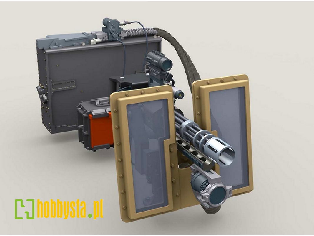 M134d Minigun On Transparent Shield (Short) Mount W/4,000rd Ammo Box ...