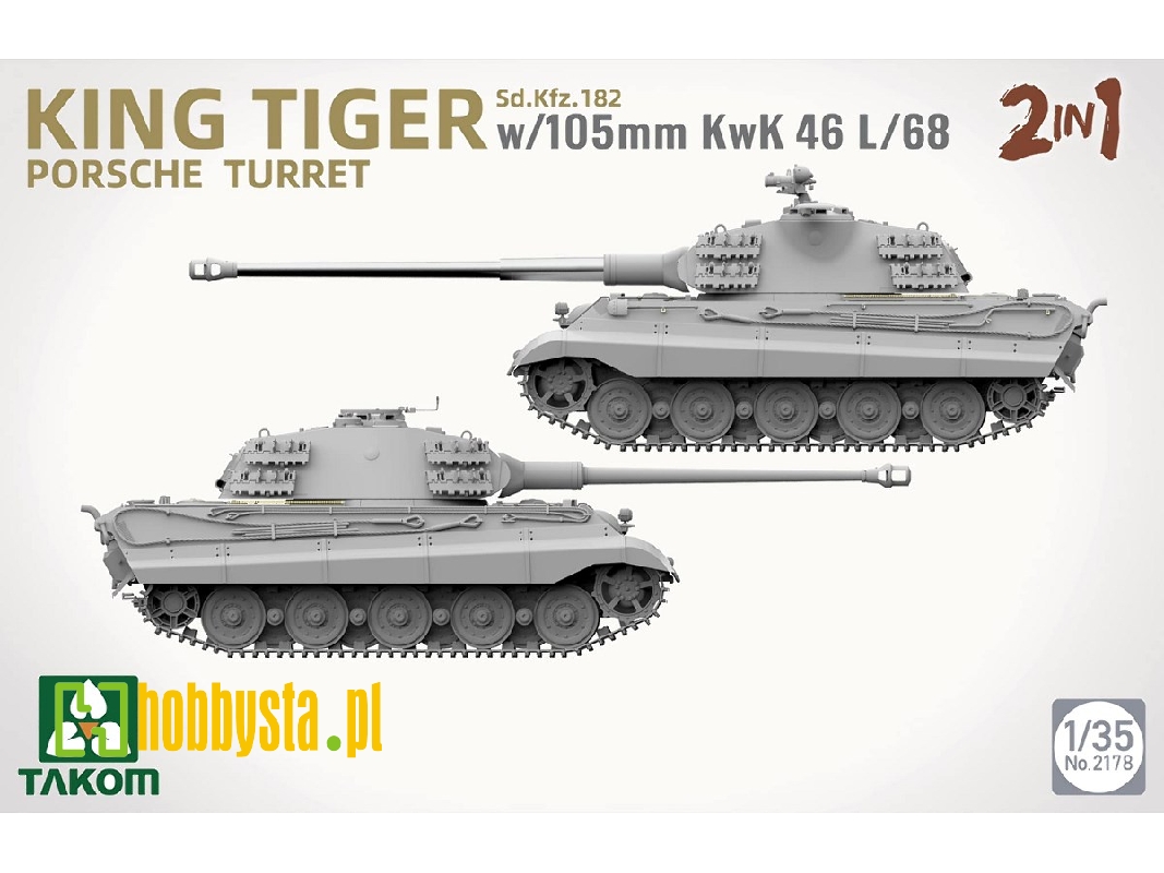 Sd.Kfz.182 King Tiger Porsche Turret With 105mm KwK 46L/68 (2 In 1)