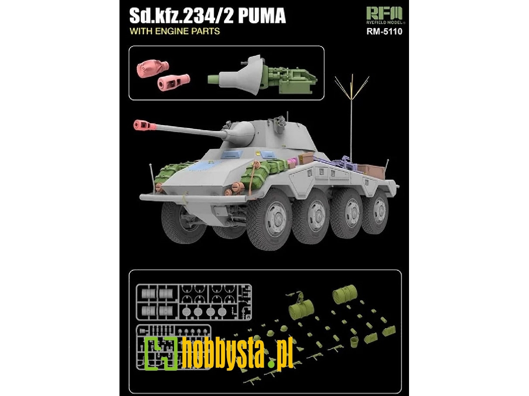 Sd.Kfz.234/2 Puma with engine parts