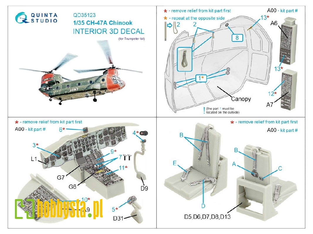 Boeing Ch-47 A Chinook - 3d-printed & Coloured Interior (For Trumpeter ...