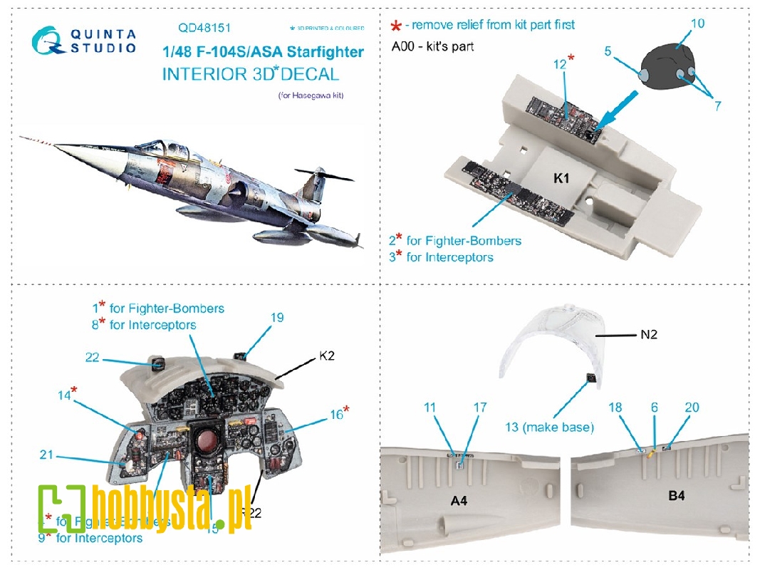 Lockheed F-104 S/Asa Starfighter - 3d-printed & Coloured Interior (For ...