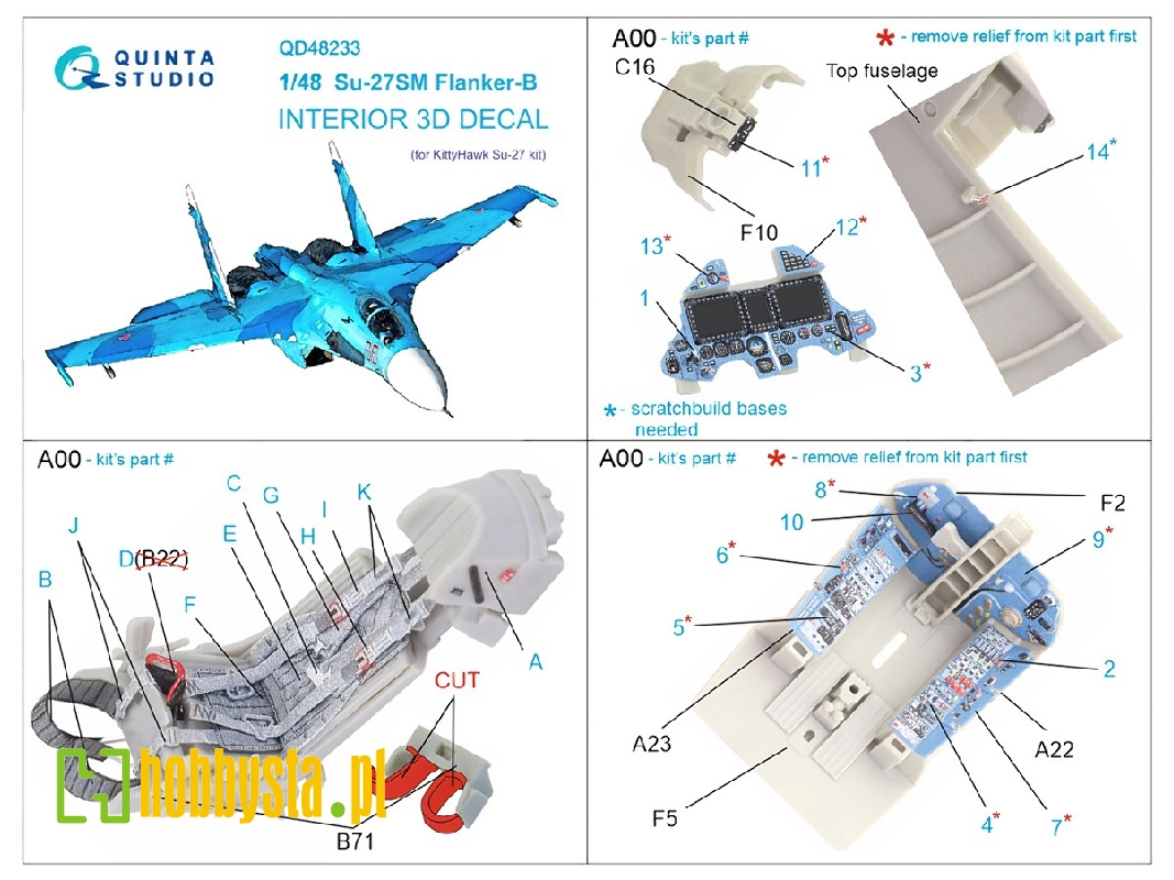 Sukhoi Su-27 Sm Flanker-b - 3d-printed & Coloured Interior (For Kitty ...