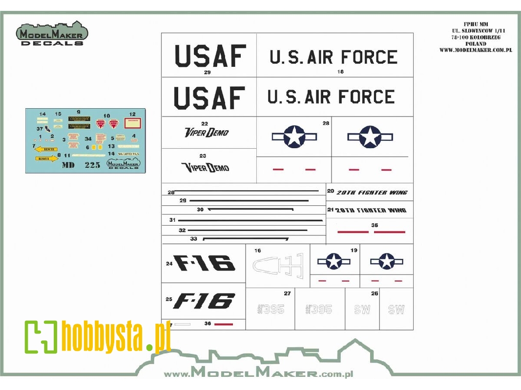 Usaf F-16c Viper Demo 2024, 50 Years Of F-16 - Masks And Decals Set