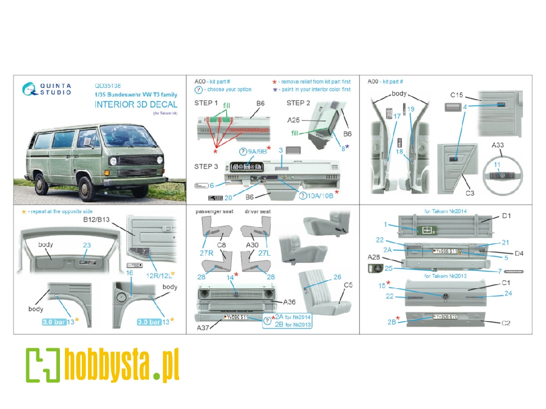 Bundeswehr Vw T3 Family - 3d-printed & Coloured Interior On Decal Paper ...