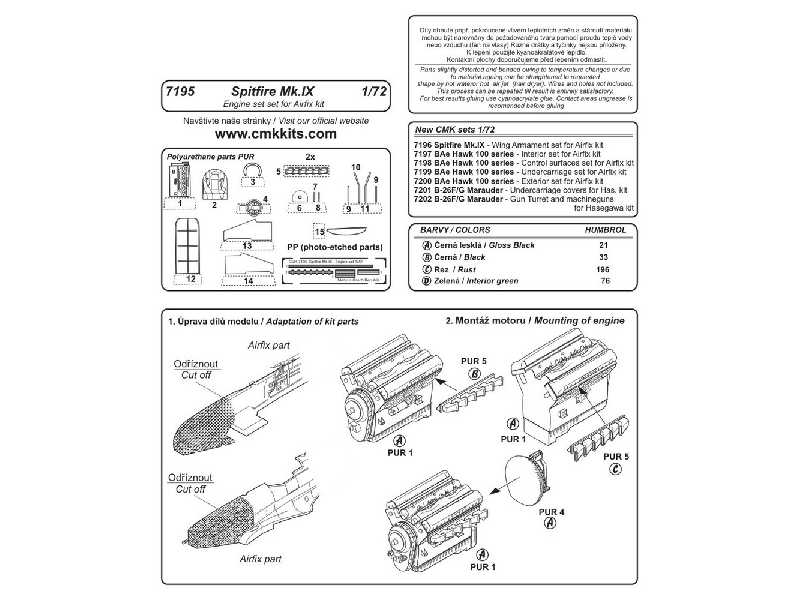 Spitfire Mk. IX Engine set 1/72 for Airfix